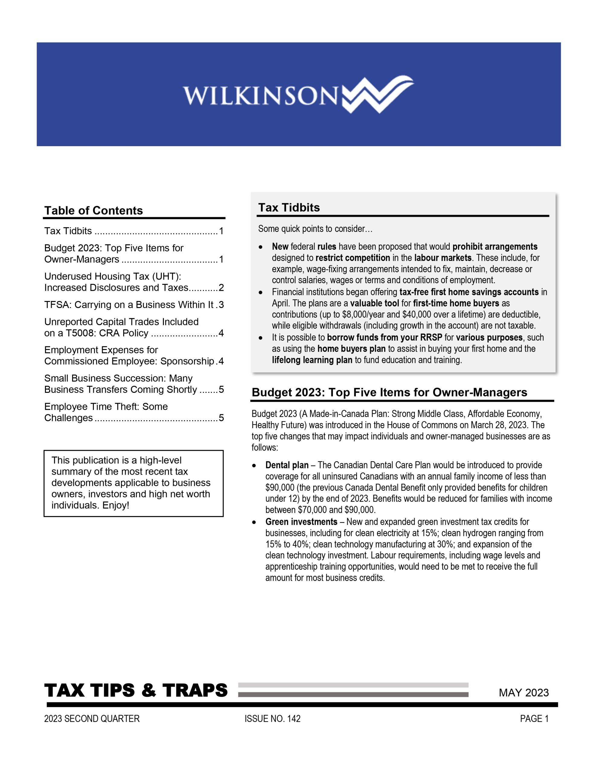 Tax Tips and Traps – 2nd Quarter 2023 - Wilkinson Chartered ...