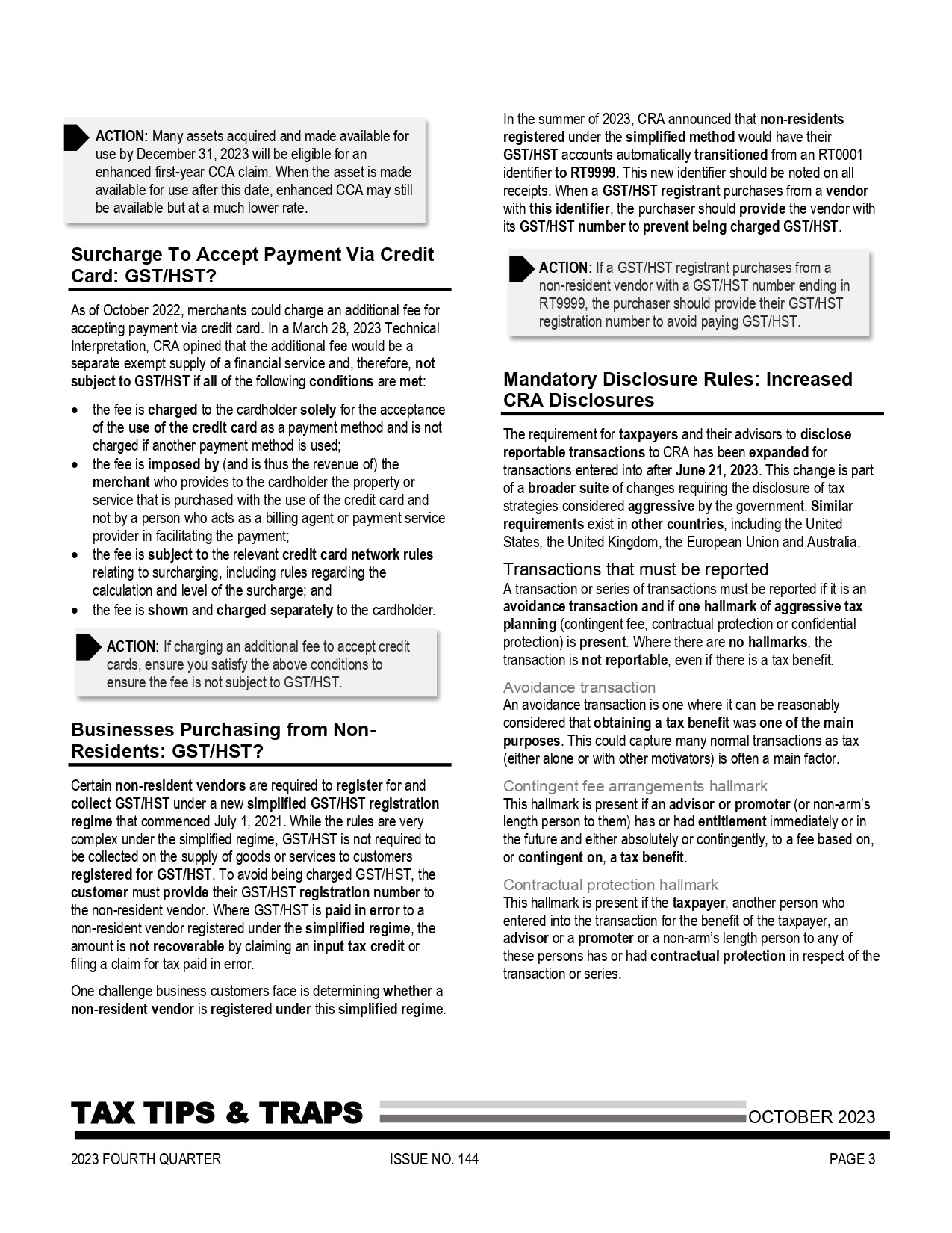 Tax Tips and Traps - 4th Quarter 2023 - Wilkinson Chartered ...