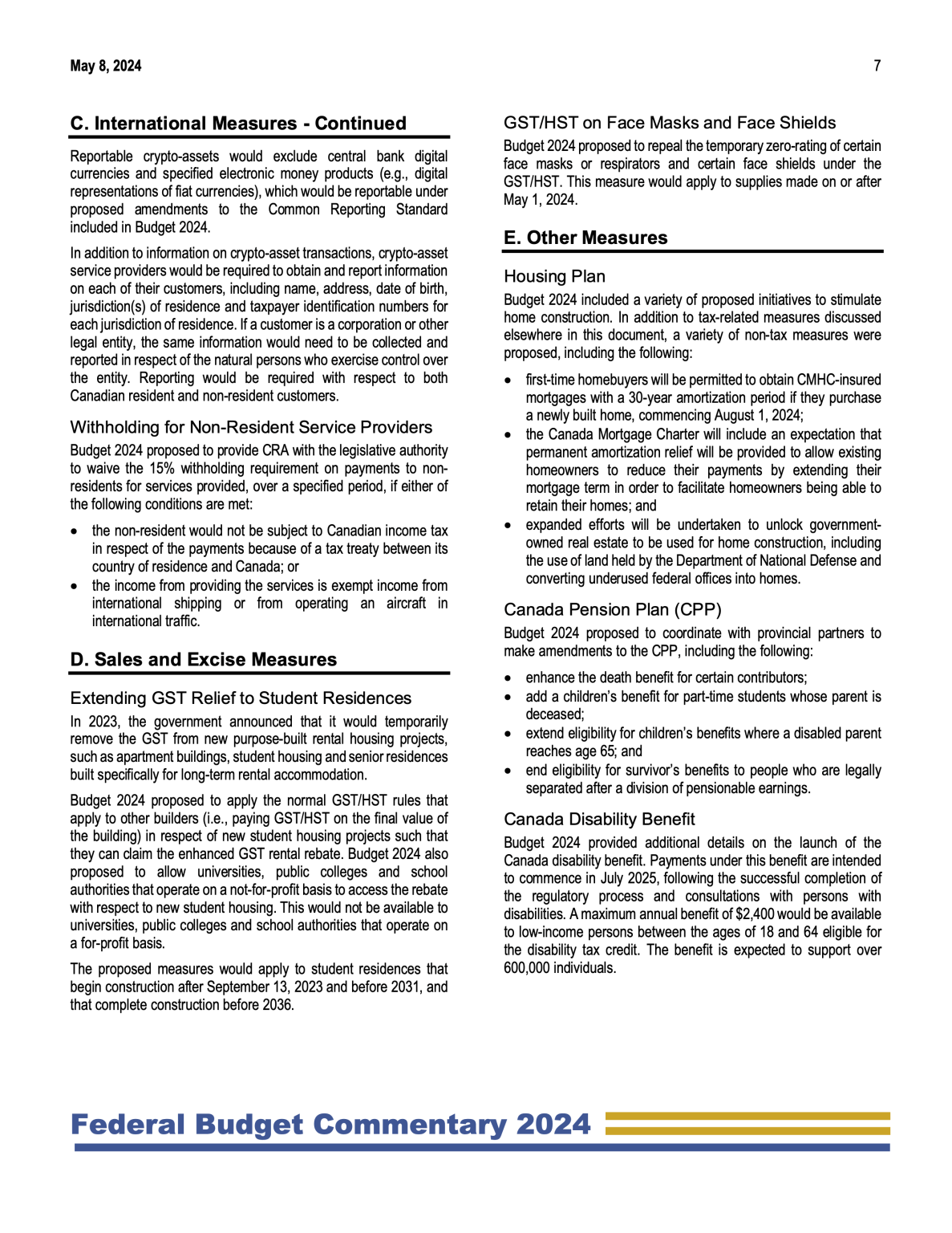 Federal Budget Commentary 2024 - Wilkinson Chartered Professional ...