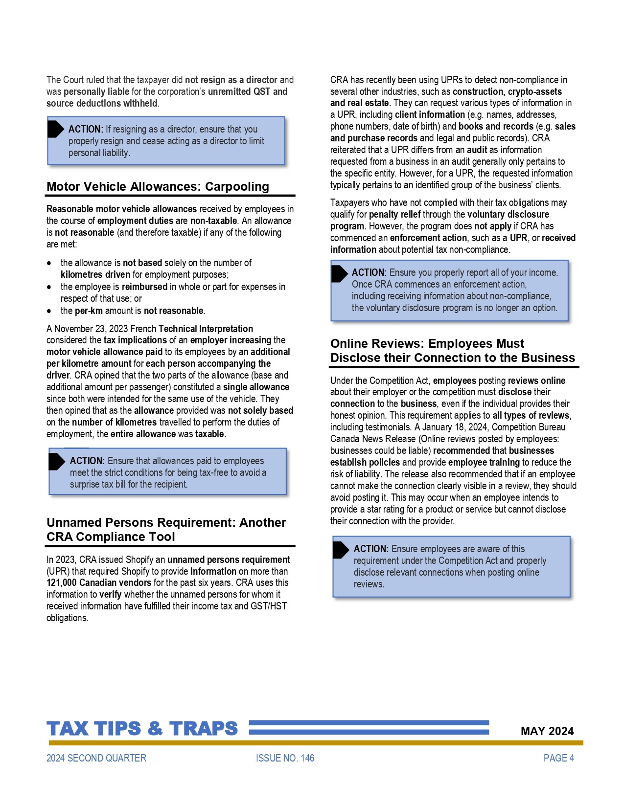 Tax Tips and Traps – 2nd Quarter 2024 - Wilkinson Chartered Professional Accountants